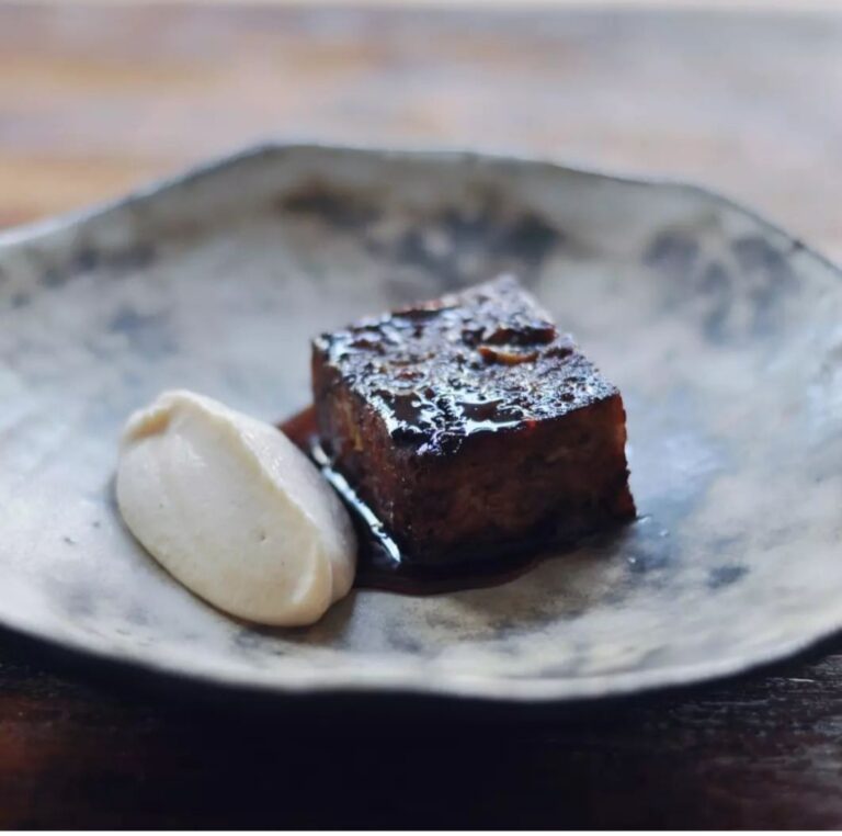 Slow-Cooked Pork with Roasted Sweet Potato Purée and Boiled Canarian ...